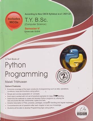 A TEXT BOOK OF PYTHON PROGRAMMING TY BSC COMPUTER SCIENCE Semester MALATI TRIBHUWAN