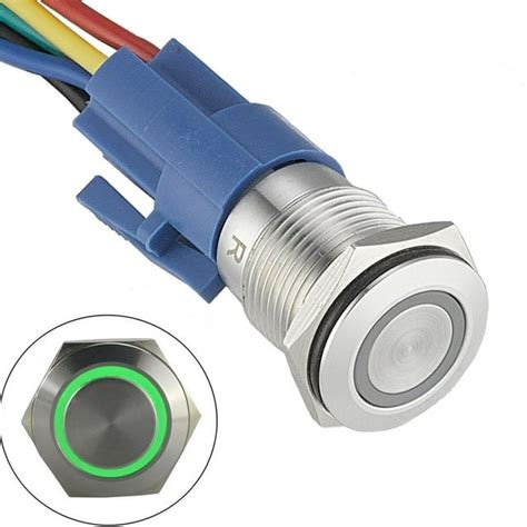 22mm Latching Push Button Switch 12v Dc On Off Stainless Steel Led Self