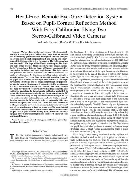 Pdf Head Free Remote Eye Gaze Detection System Based On Pupil Corneal Reflection Method With