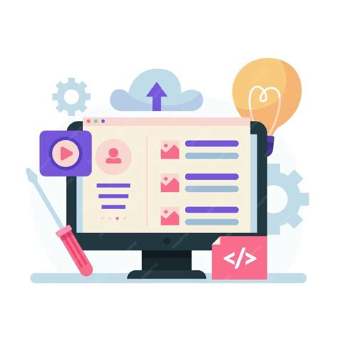 Free Vector Flat Design Cms Concept With Computer