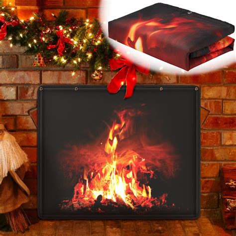 Hoxha Insulated Fireplace Cover Decorative Fireplace Blanket Draft Stopper Stopps Heat Loss