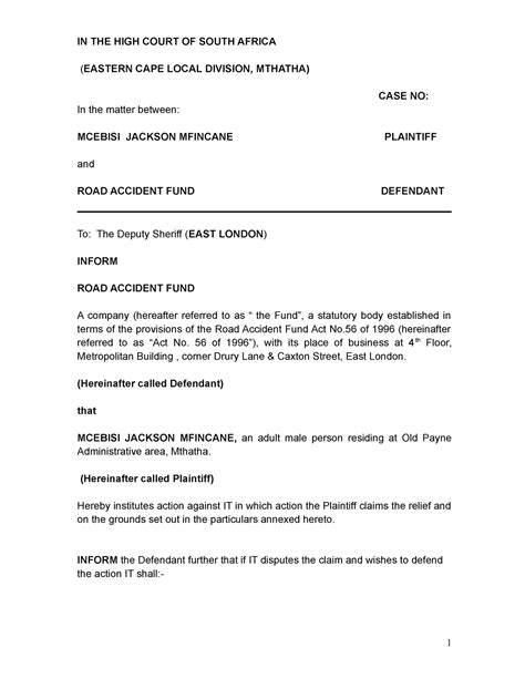 Summons To Court