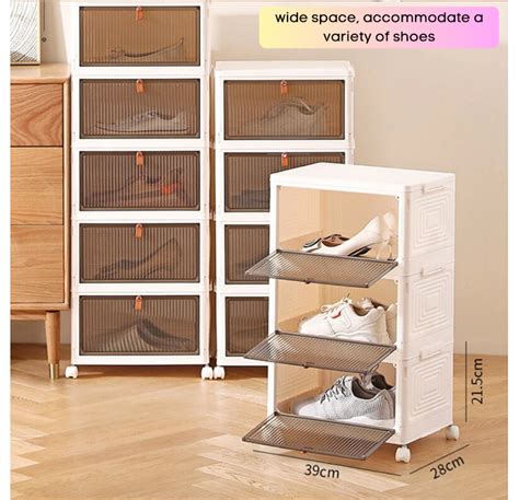 6 layer stackable storage box with wheels multipurpose cabinet with