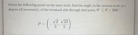 solved given the following point on the unit circle find