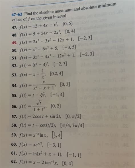 47 62 Find The Absolute Maximum And Absolute StudyX