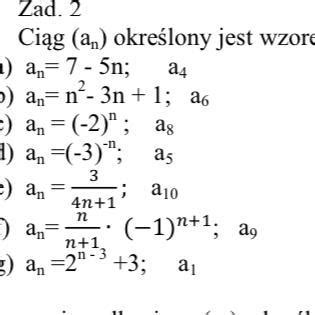 Czy ktoś mógłby mi pomóc rozwiązać te zadania Oblicz wyraz ciagu