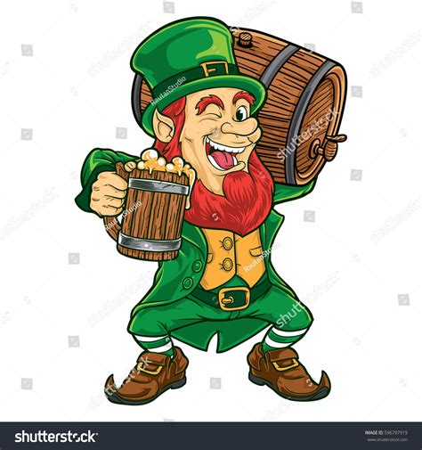 Leprechaun Holding Wooden Beer Mug Carrying Stock Vector Royalty Free