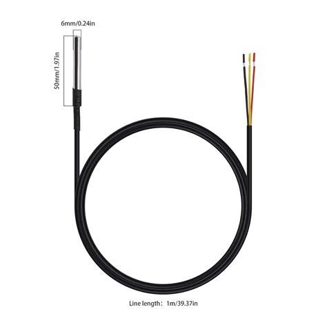 DS18B20 Digital Temperature Sensor Stainless Steel Waterproof Probe With 1 Meter Cable Measuring