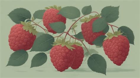 Premium Ai Image Raspberry Growing Illustration