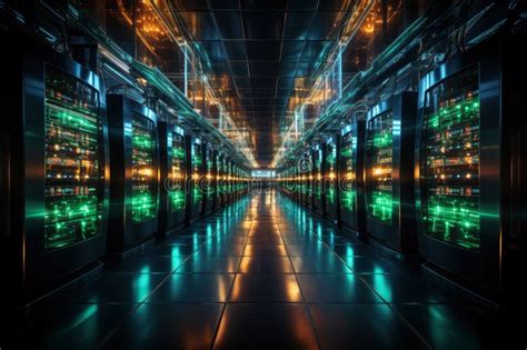 Server Racks In Computer Network Security Server Room Futuristic Data