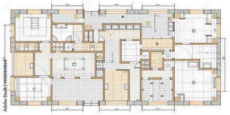 Architectural Floor Plan Background With Detailed Layout And Dimensions