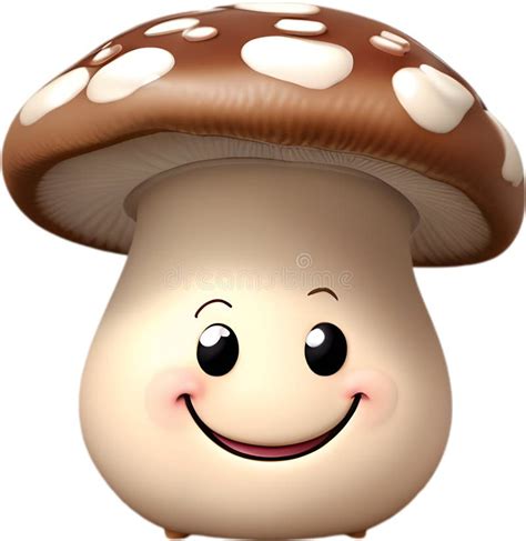 Cute Cartoon Kawaii Mushroom Icon Kawaii Mushroom Clipart Stock Image