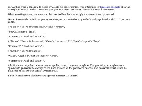 Creating And Configuring An Idrac User Server Configuration Profiles Reference Guide Dell