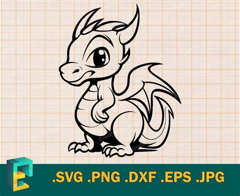 Dragon Svg Cricut Silhouette Vector Artistic Cute Dragon Etsy