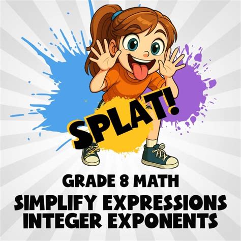 Simplify Expressions Integer Exponents Splat Math Game No Prep Grade 8