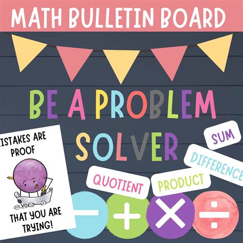 Math Bulletin Board Set Printable Bundle Math Vocabulary Operations Be A Problem