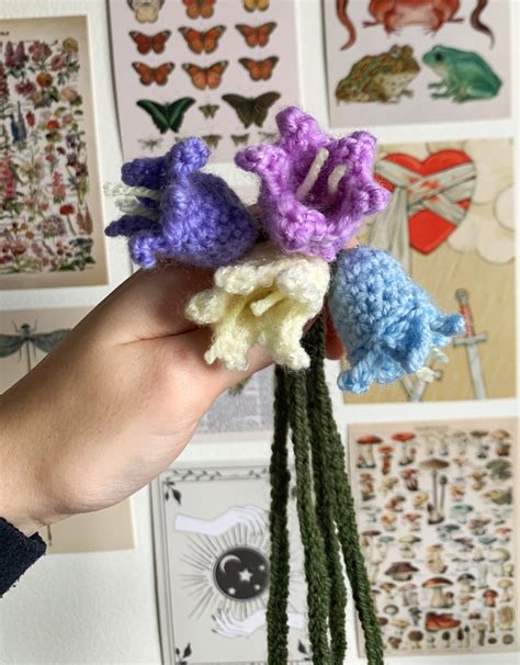Crochet Bluebell Bookmark Knitted Flower Bookmark Cottagecore Book