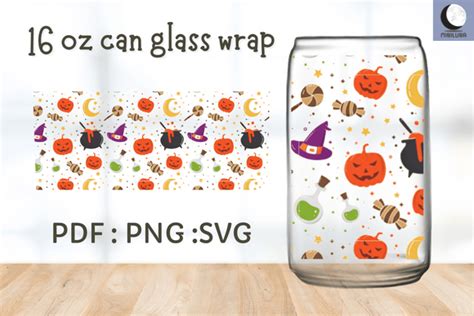 12 Oz Can Glass Wrap Halloween Graphic By Miniluna · Creative Fabrica