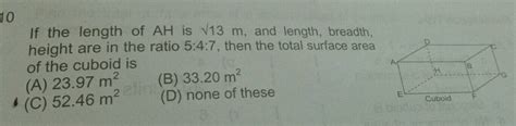 A Brick Whose Length Breadth And Height Are 3 M 6 M And 9 M