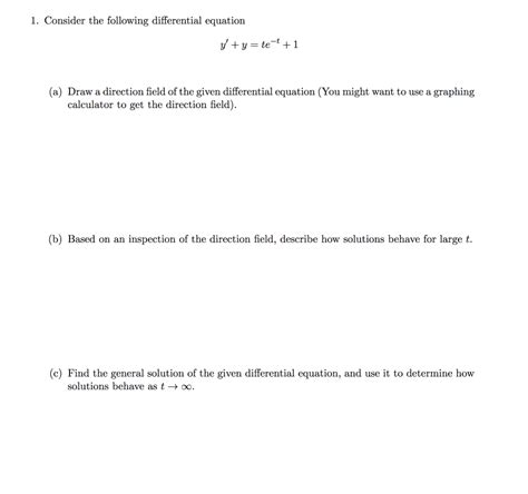 Solved 1 Consider The Following Differential Equation Y