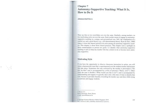 PDF Autonomy Supportive Teaching What It Is How To Do It