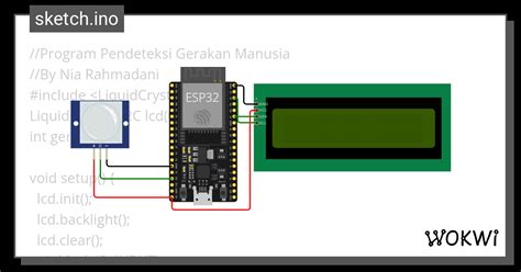 SENSOR GERAK DI LCD NIA Wokwi ESP32 STM32 Arduino Simulator