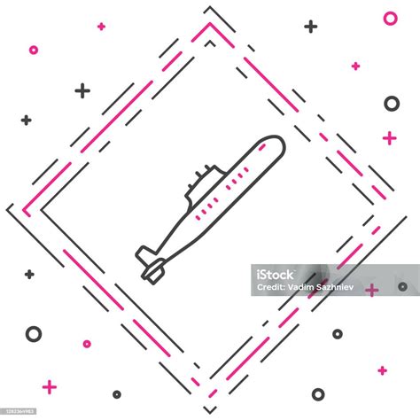 흰색 배경에 격리 된 라인 잠수함 아이콘 군함 다채로운 개요 개념 벡터 검은색에 대한 스톡 벡터 아트 및 기타 이미지 검은색 교통수단 군사 Istock