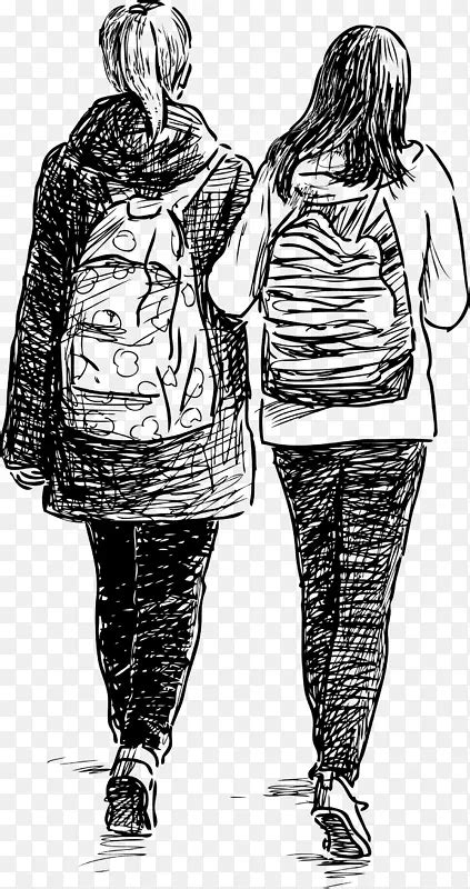 手绘背着书包的女学生图png图片素材下载 图片编号7304130 Png素材网
