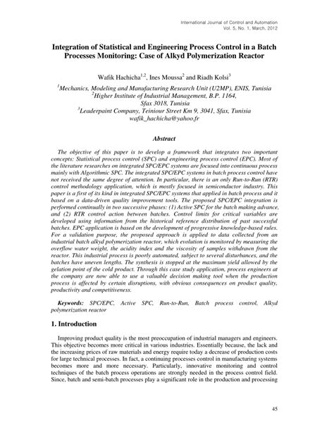 Pdf Integration Of Statistical And Engineering Process Control In A