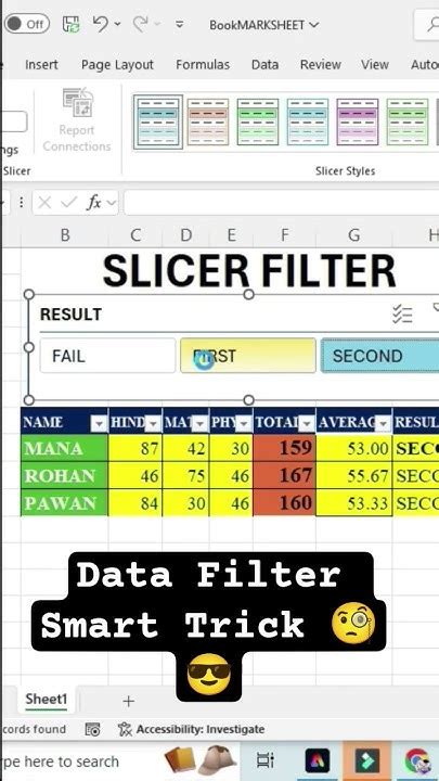 How To Filter Data In Excel With Slicer Trickslicerfilter Excelsmartrick Shorts Excel