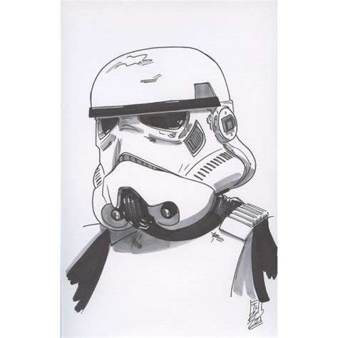 Stormtrooper Star Wars Signed Original Drawing By Tom Hodges 11