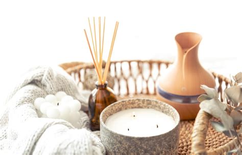 Free Photo Spa Composition With Aroma Oil Diffuser Lamp And Candle On