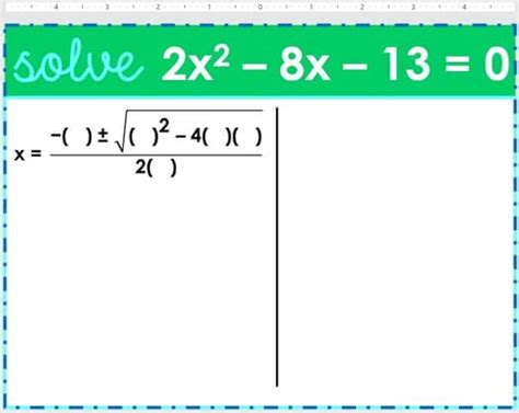 Quadratic Formula Warm Up Quick Check Template Free Tpt