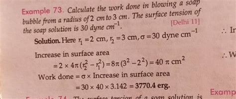 Example 73 Calculate The Work Done In Blowing A Soap Bubble From A Radiu