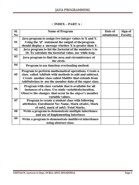 Java Programming Part A Pdf Class Computer Programming Method