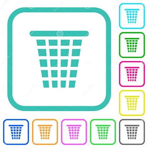 Single Empty Wide Trash Solid Vivid Colored Flat Icons Stock Vector