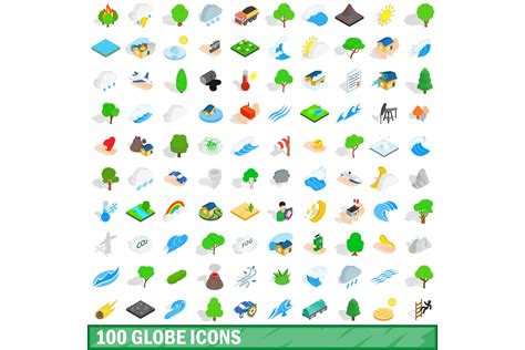 Globe Icons Set Isometric D Style Graphic By Ylivdesign Creative Fabrica