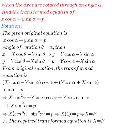 Transformation Of Axesintermediate First Year 1b Chapter 2 Problems