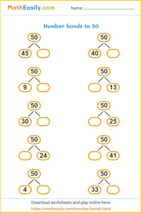 Number Bonds Games Online Free Worksheets