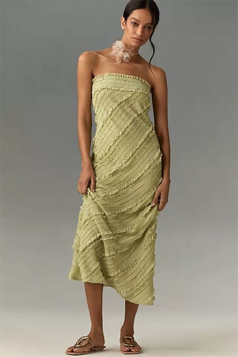 Endless Rose Strapless Textured Column Midi Dress Anthropologie