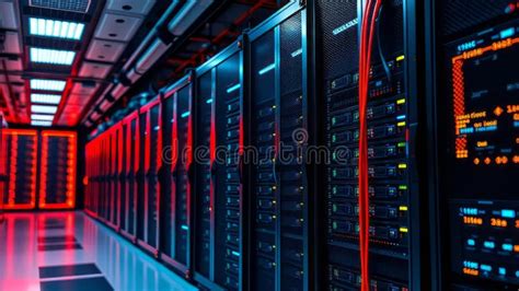 Intricate Network Of Modern Data Center Servers A Stunning Visual Of Futuristic Tech