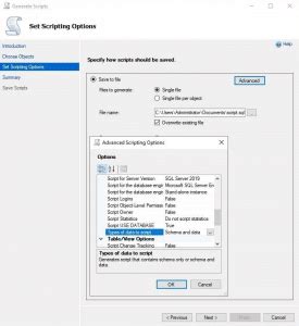 Generate SQL Script Via SSMS Advanced Options SqlBak Blog