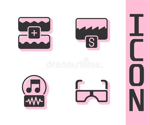 Set Glasses Music Wave Equalizer Note Tone And Icon Vector Stock