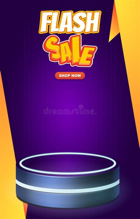 Flash Sale Discount Template Banner With Blank Space 3d Podium For