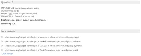 Solved Question 3 EMPLOYEE Eid Fname Iname Phone Chegg