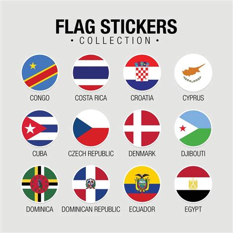 National Flags Of The World Stickers With Names 11091918 Vector Art At