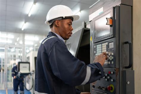 Premium Photo Male Engineer Operating Cnc Machine In The Control