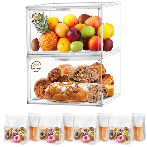 Dayooh Bread Box For Kitchen Counter Three Layer Stackable Bread