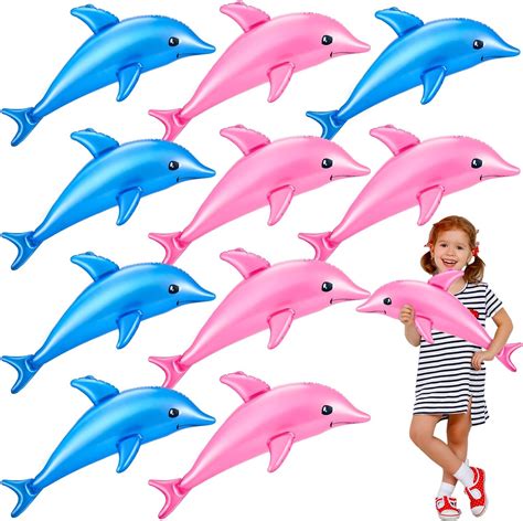 Jenaai 10 Pcs 284 Pearlized Dolphin Inflatable Toy Set