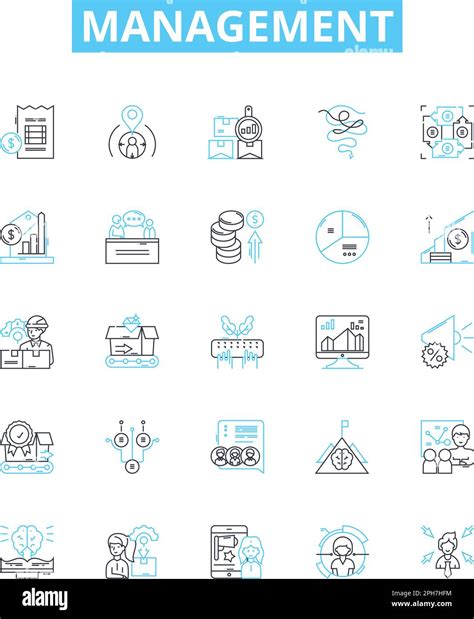 Management Vector Line Icons Set Organizing Planning Leading